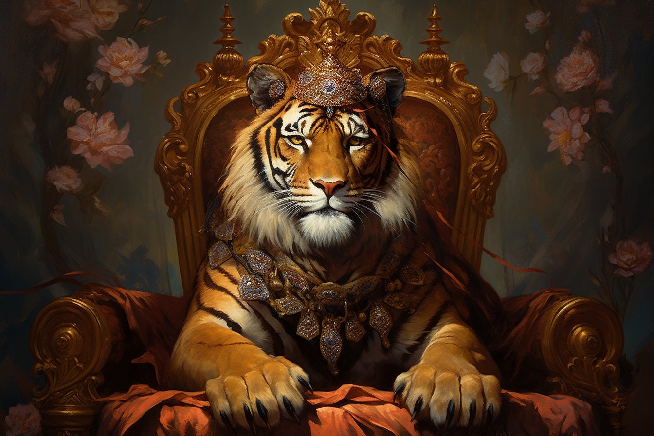Tiger King Wall Art High Quality Digital Download: Crowned Tiger on ...