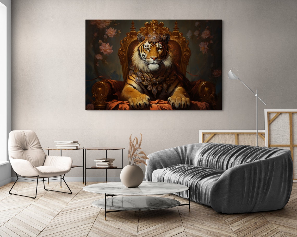 Tiger King Wall Art High Quality Digital Download: Crowned Tiger on ...