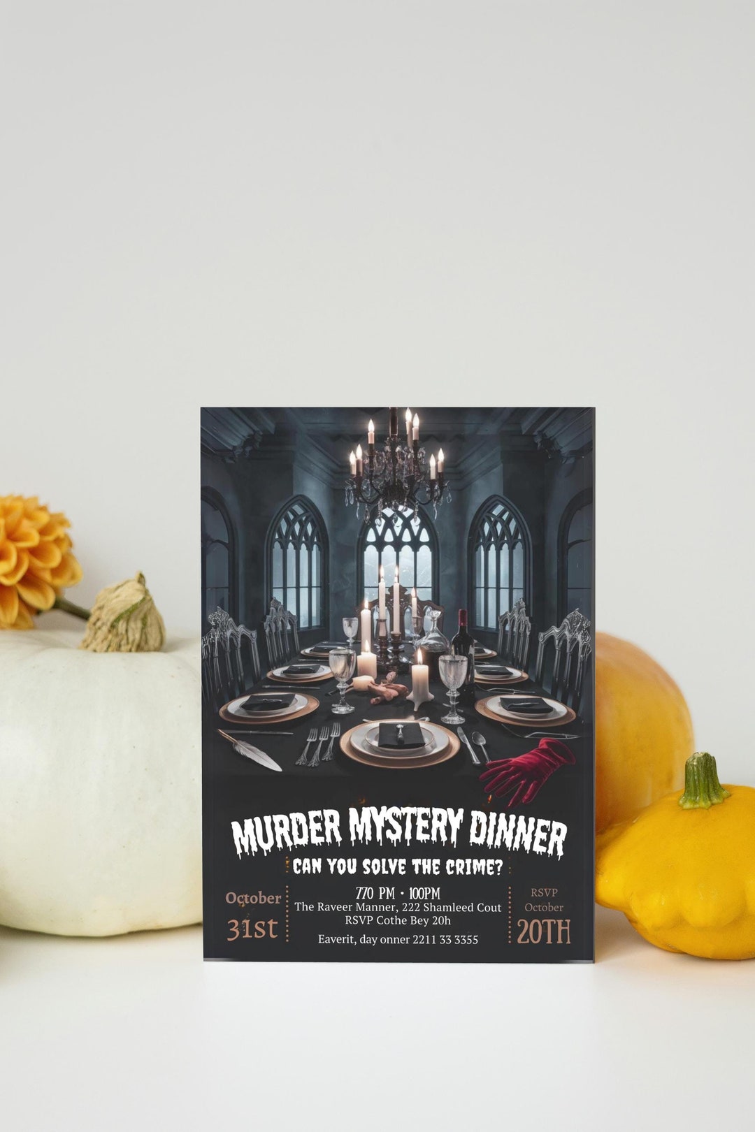 Murder Mystery Dinner Invitation | Editable Halloween Party Invite ...