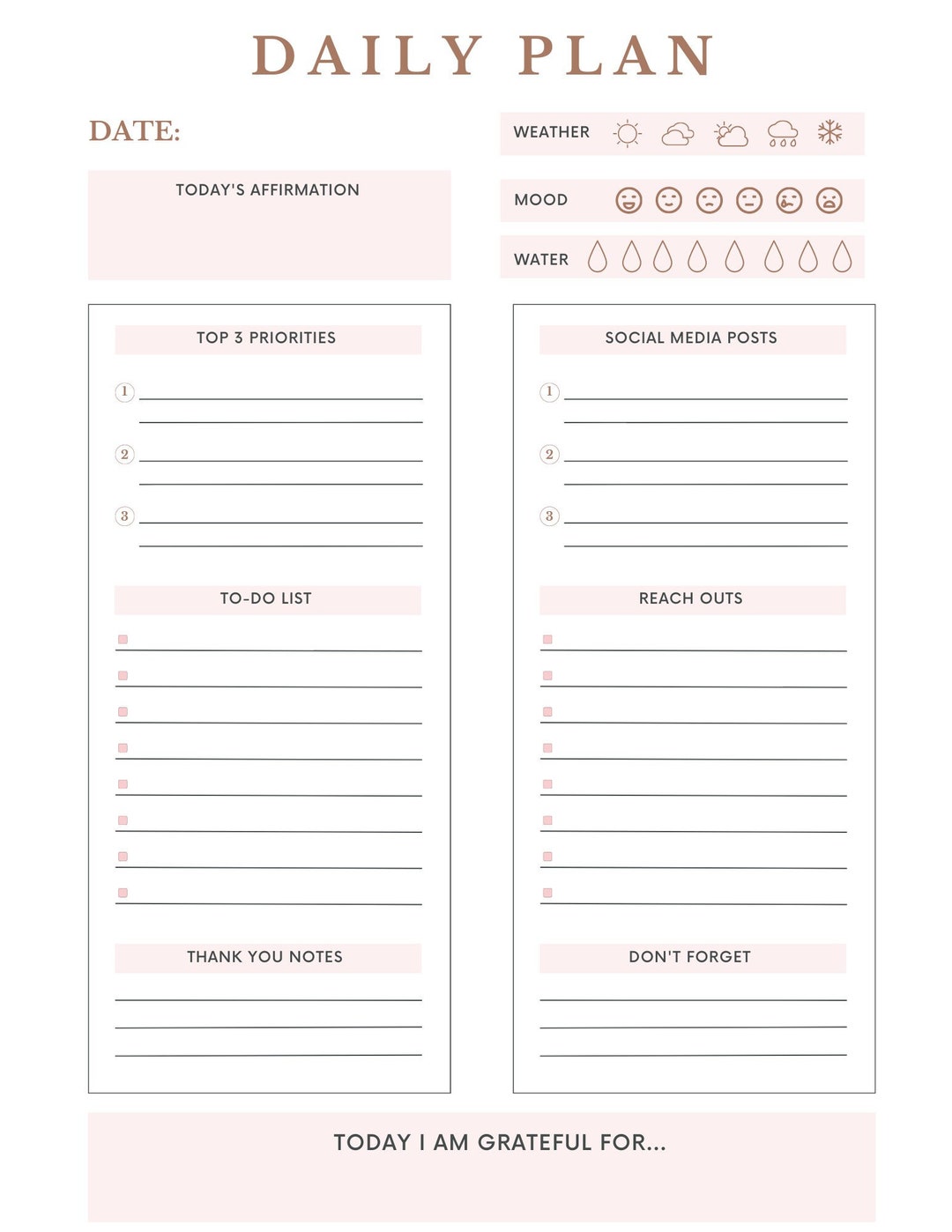 Daily and Weekly Planner - Etsy