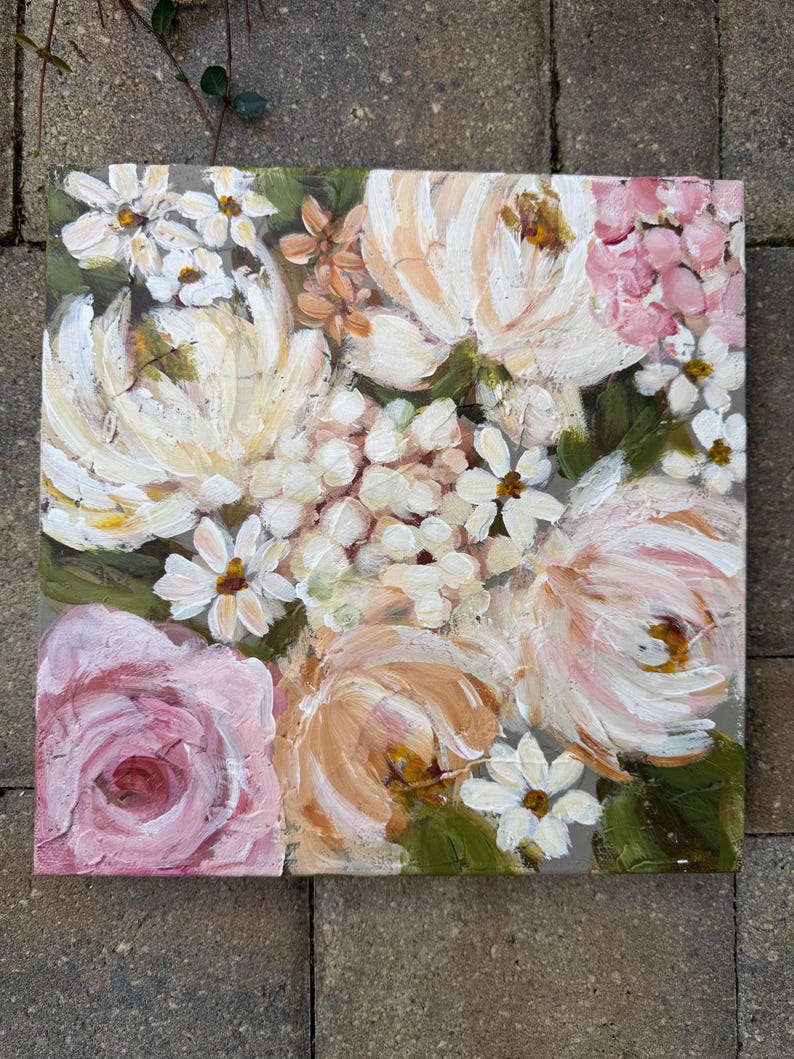 Original Floral Bouquet Acrylic Painting, Gallery Wrap Canvas - Etsy