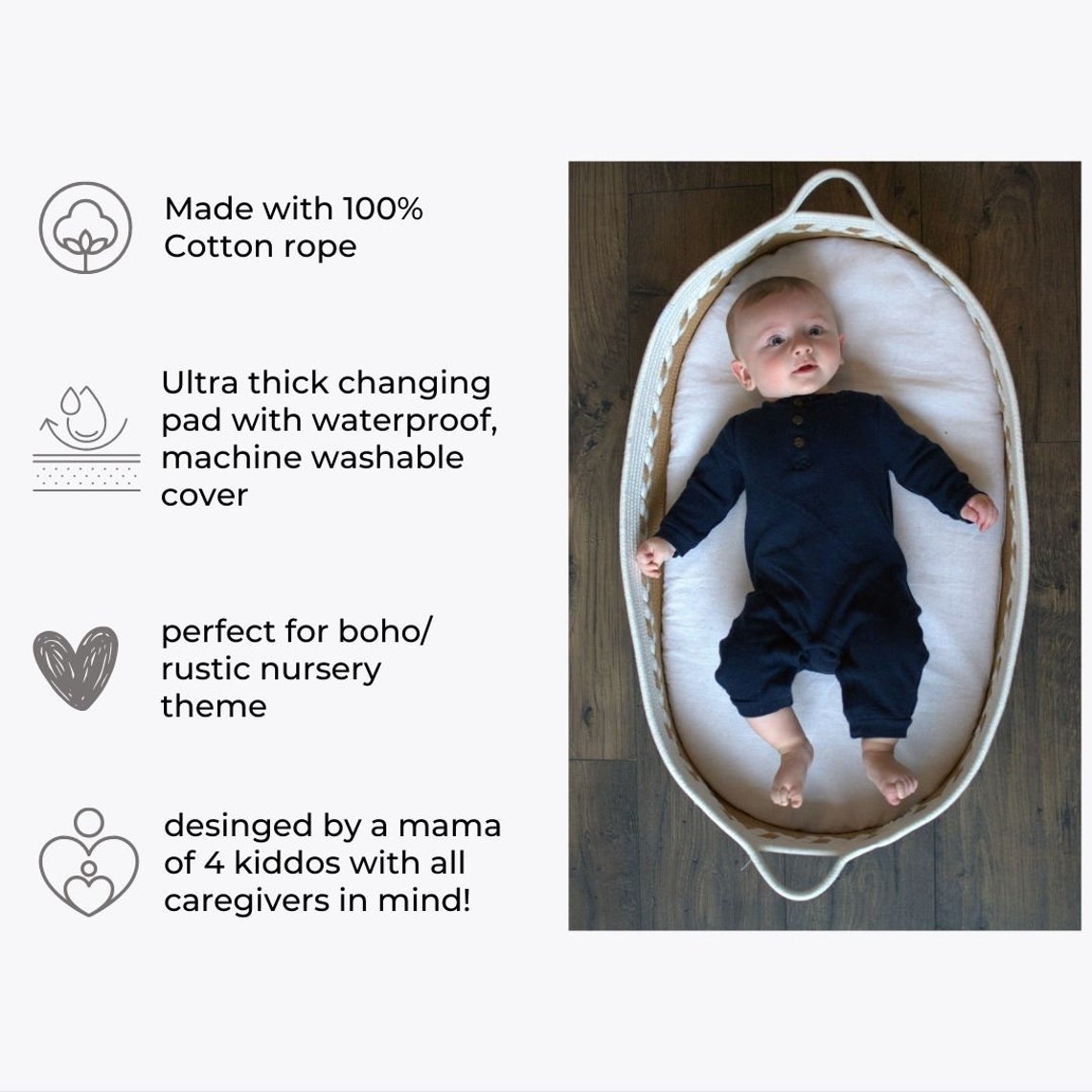 Grayly Handmade Portable Baby Diaper Changing Basket/ Moses - Etsy