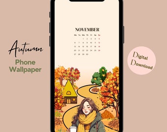 November Calendar Phone Wallpaper - Etsy