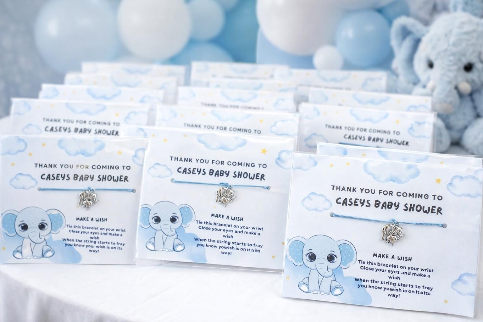 Baby Blue Boy Elephant Baby Shower Party Favors, Blue Elephant Wish ...