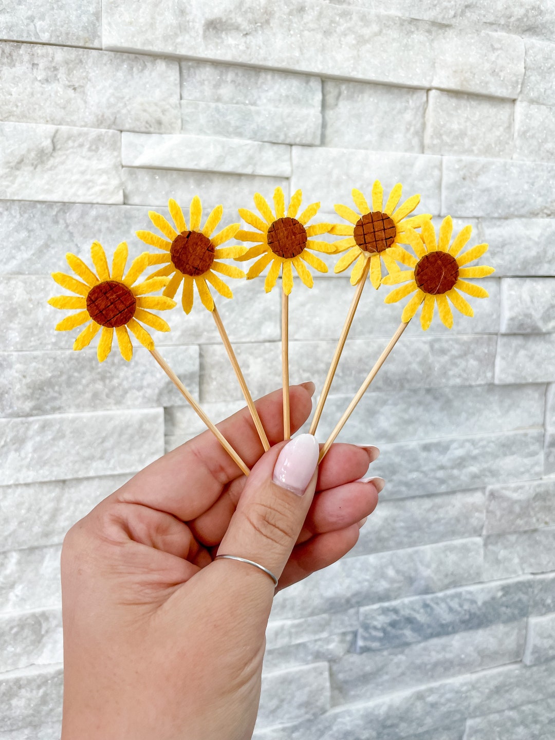 Sunflower Cupcake Toppers, Yellow Sunflower Toothpick Cake Toppers ...