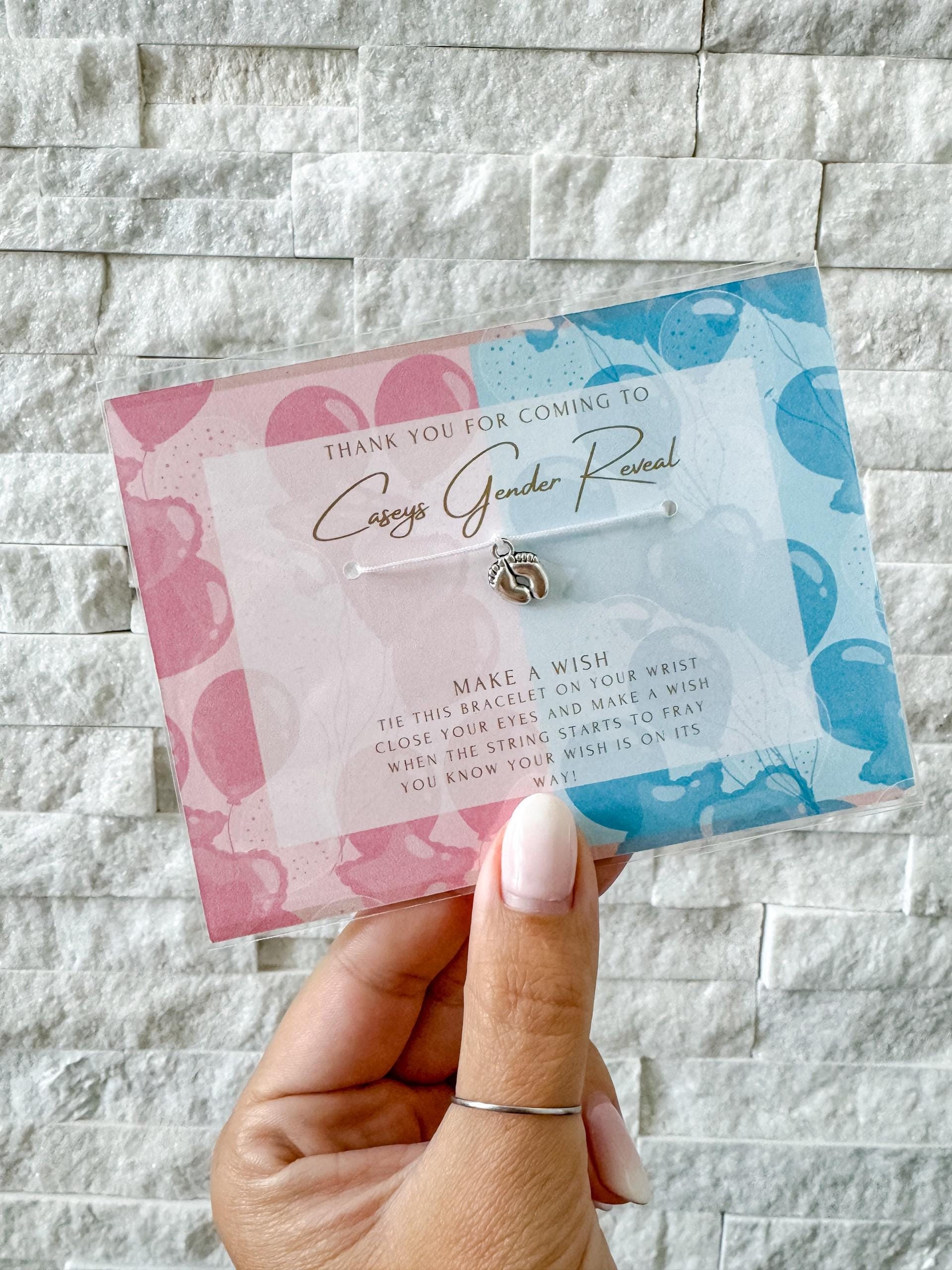 Gender Reveal Baby Shower Guest Favor Wish Bracelet, Baby Shower Guest ...