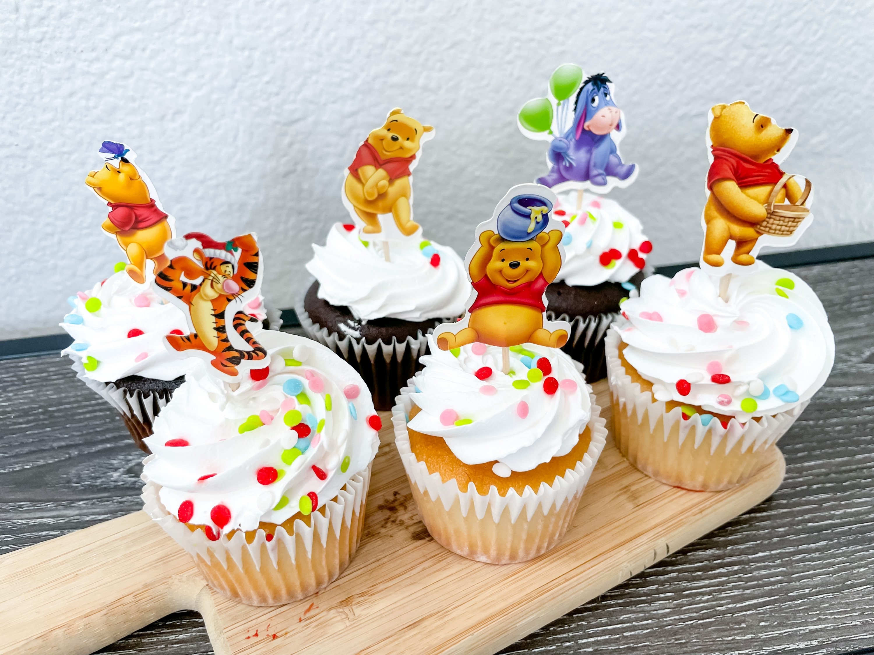 Winnie Cupcake Toppers, Pooh Cupcake Toppers, Baby Shower Cupcake ...