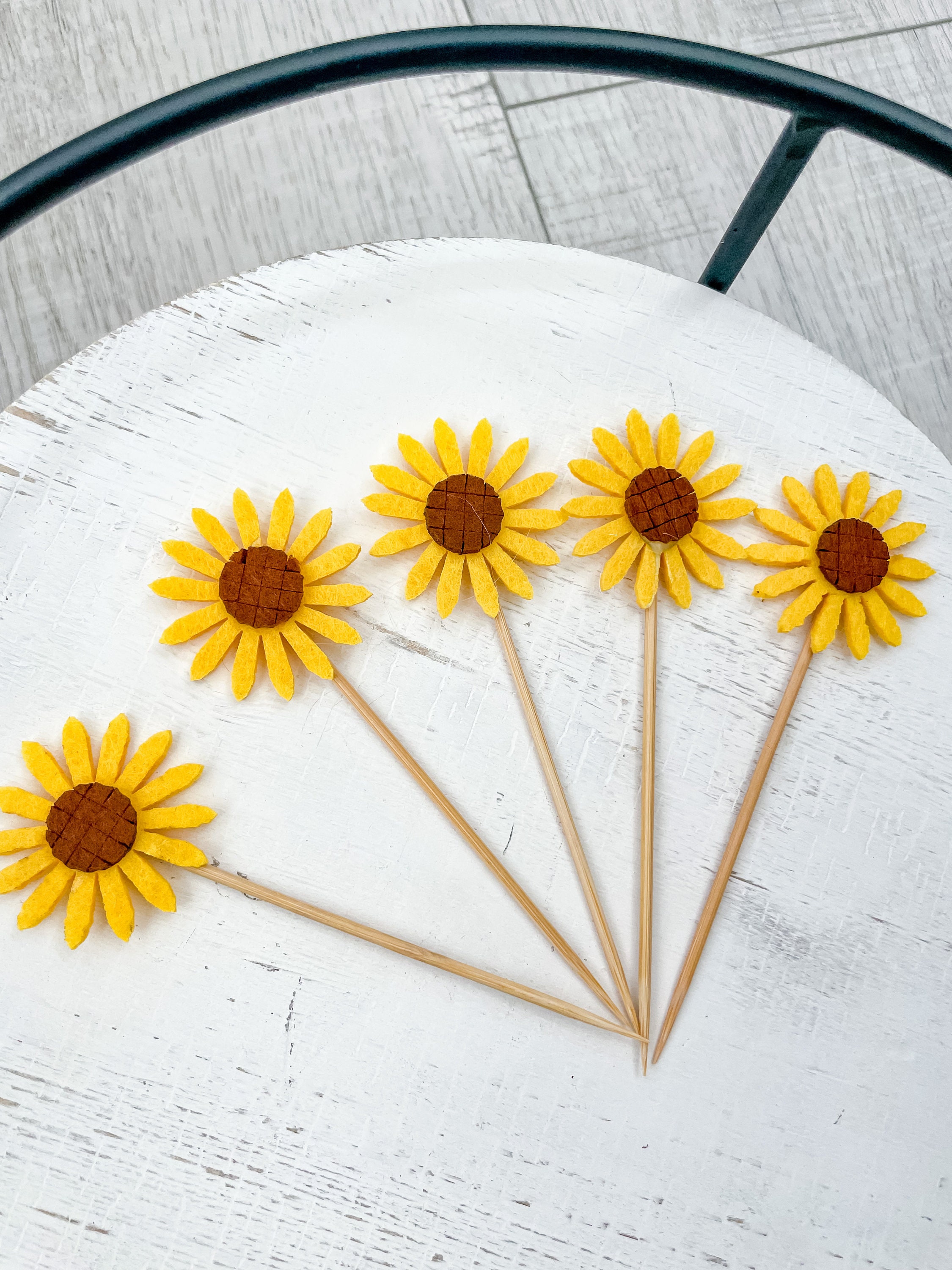 Sunflower Cupcake Toppers, Yellow Sunflower Toothpick Cake Toppers ...