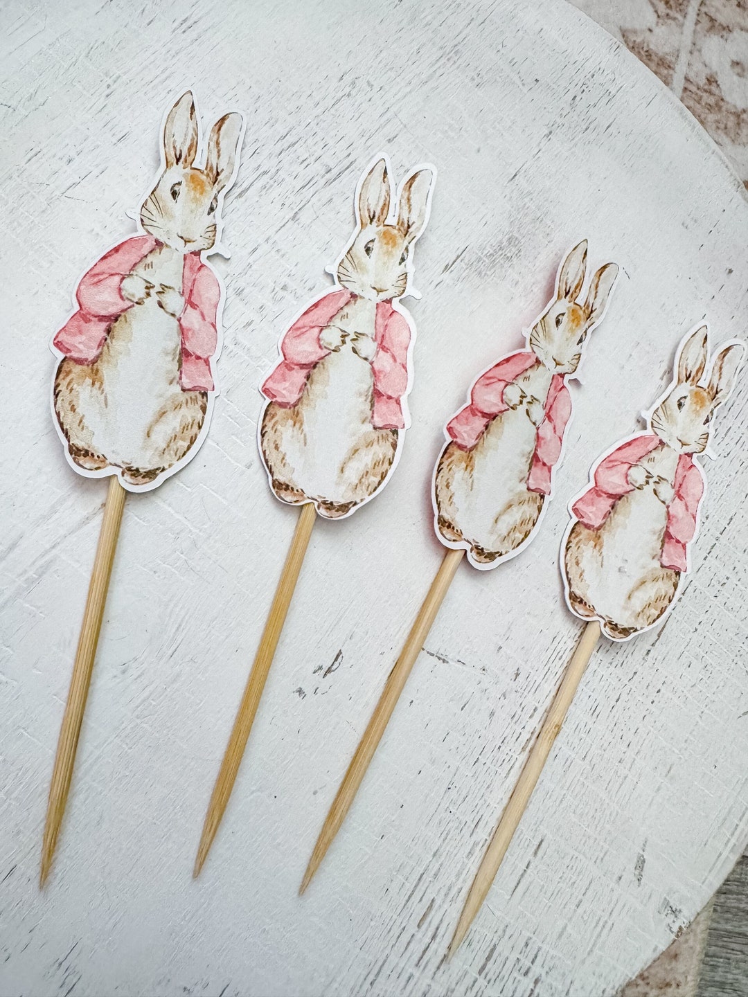 Pink Girl Peter Rabbit Toothpick Cupcake Toppers, Pink Rabbit Cupcake ...