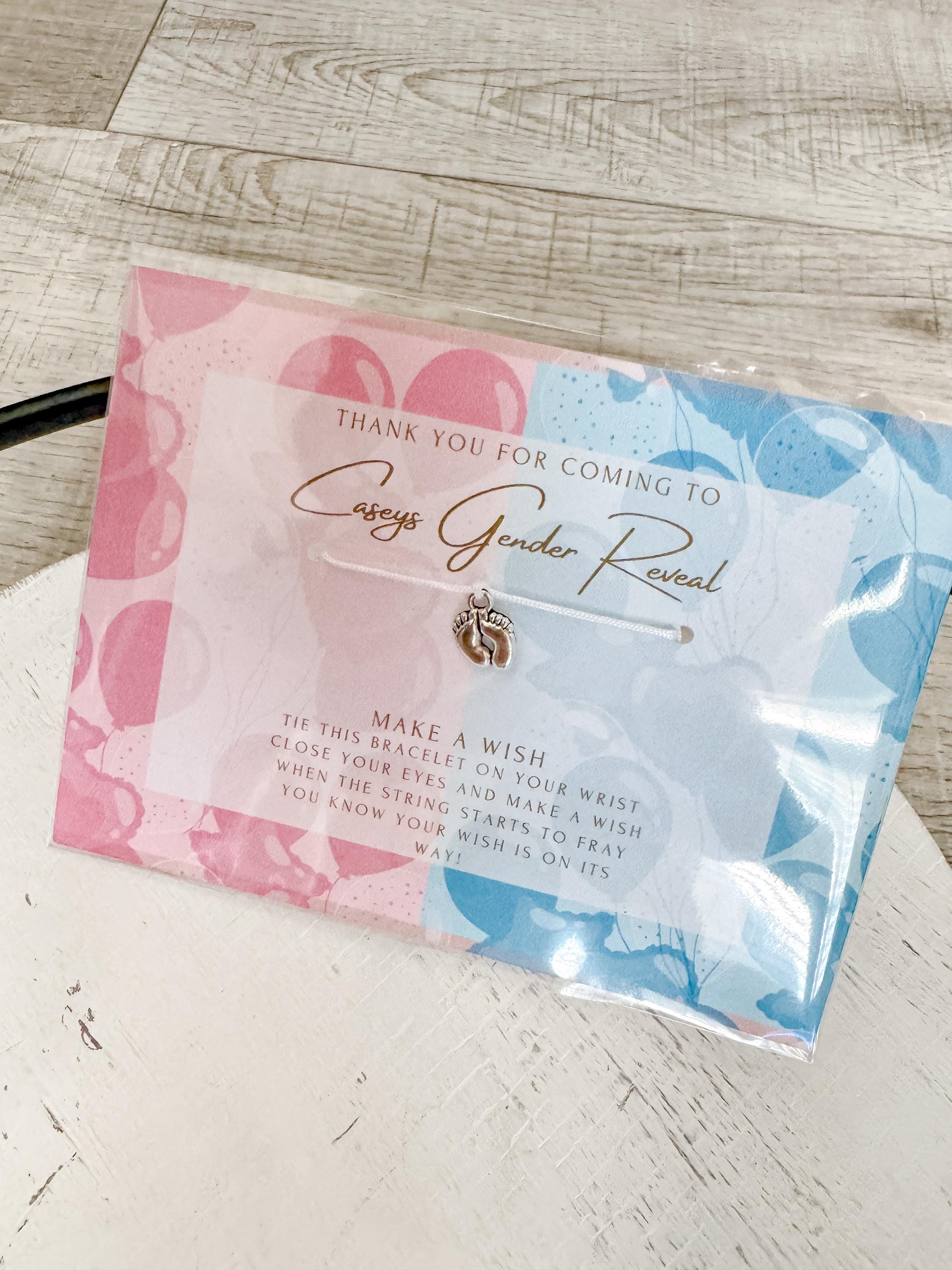 Gender Reveal Baby Shower Guest Favor Wish Bracelet, Baby Shower Guest ...