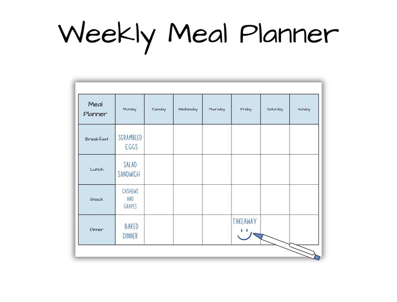 Printable Weekly Meal Planner: Simple Menu Organizer (PDF Download) - Etsy