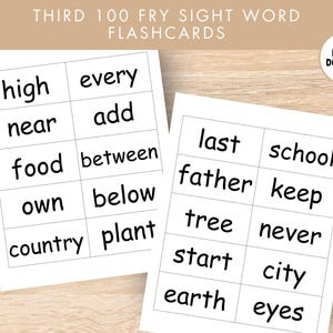 Third Grade Sight Words Flashcards: 100 Printable Fry Words (PDF) - Etsy