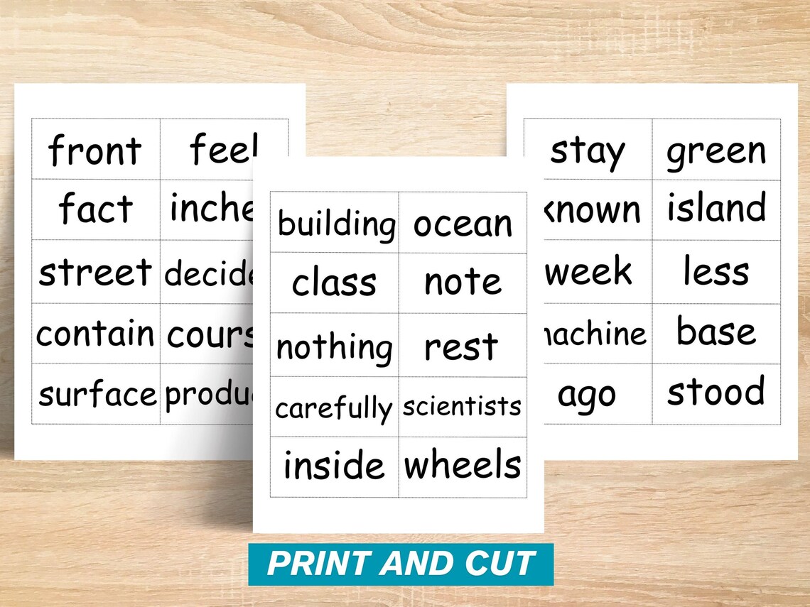 Fifth Grade Sight Words Flashcards: 100 Printable Fry Words (PDF) - Etsy