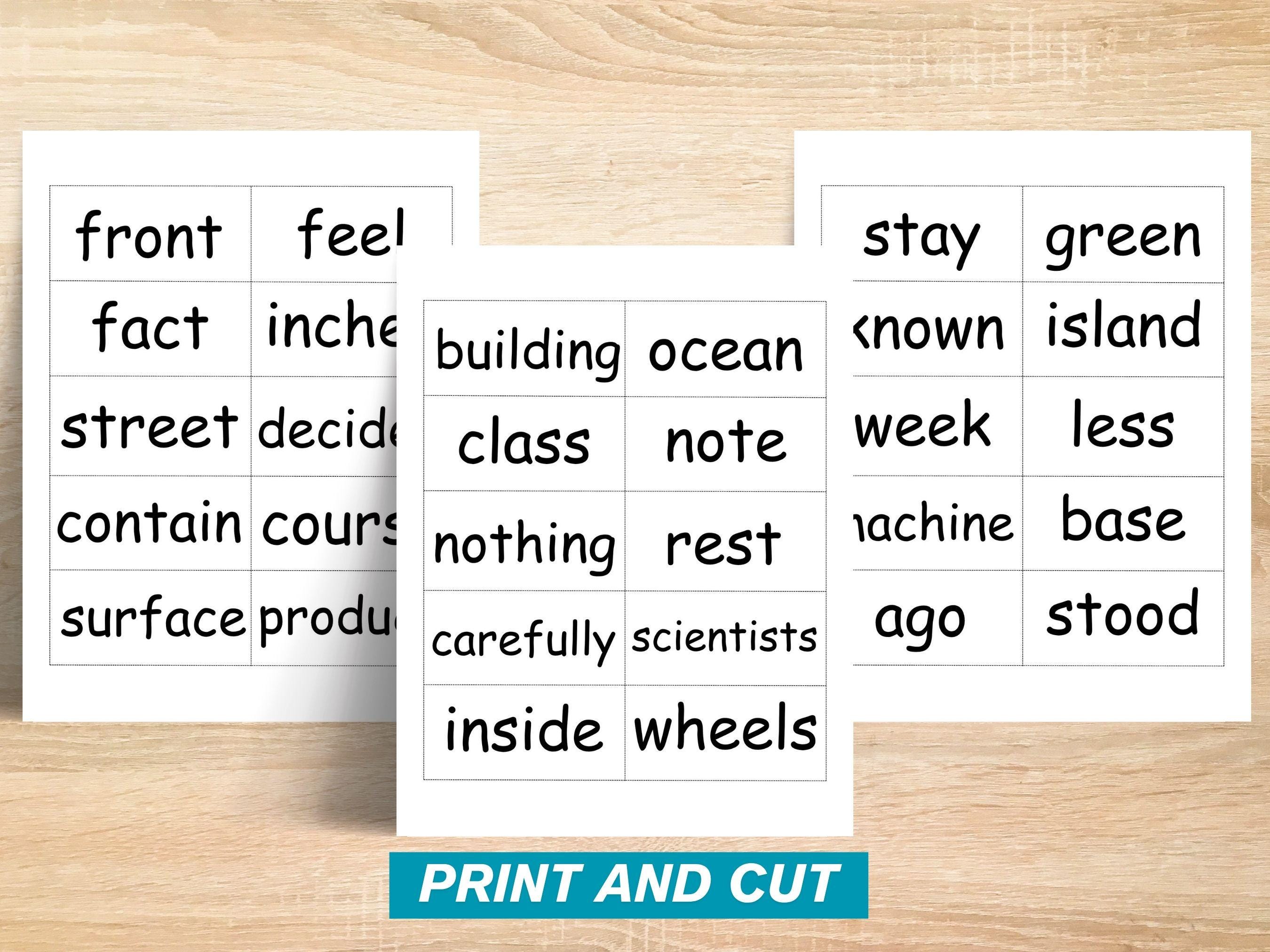 Fifth Grade Sight Words Flashcards: 100 Printable Fry Words (PDF) - Etsy