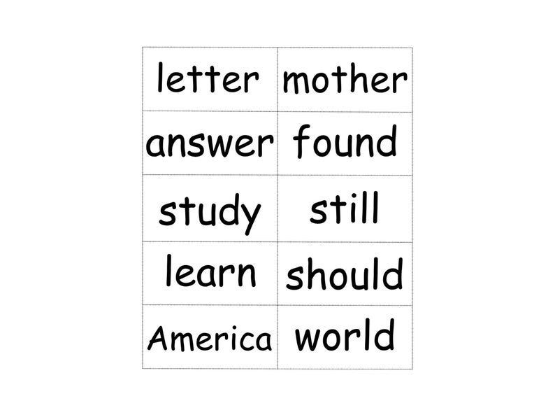 Second Grade Sight Words Flashcards: 100 Printable Fry Words (PDF) - Etsy