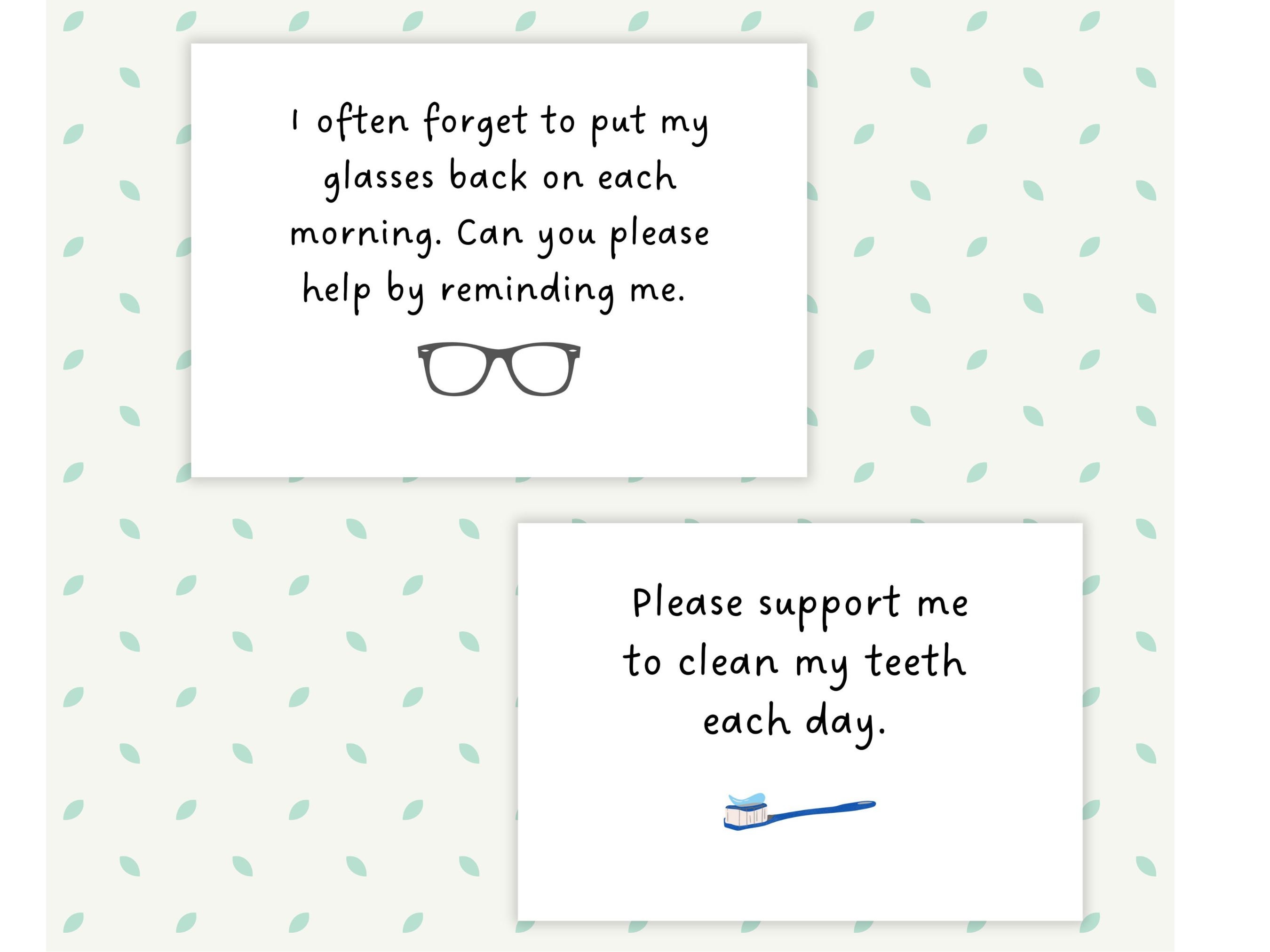 Printable DEMENTIA CARE SIGNS Reminder for Care Homes, Glasses and ...