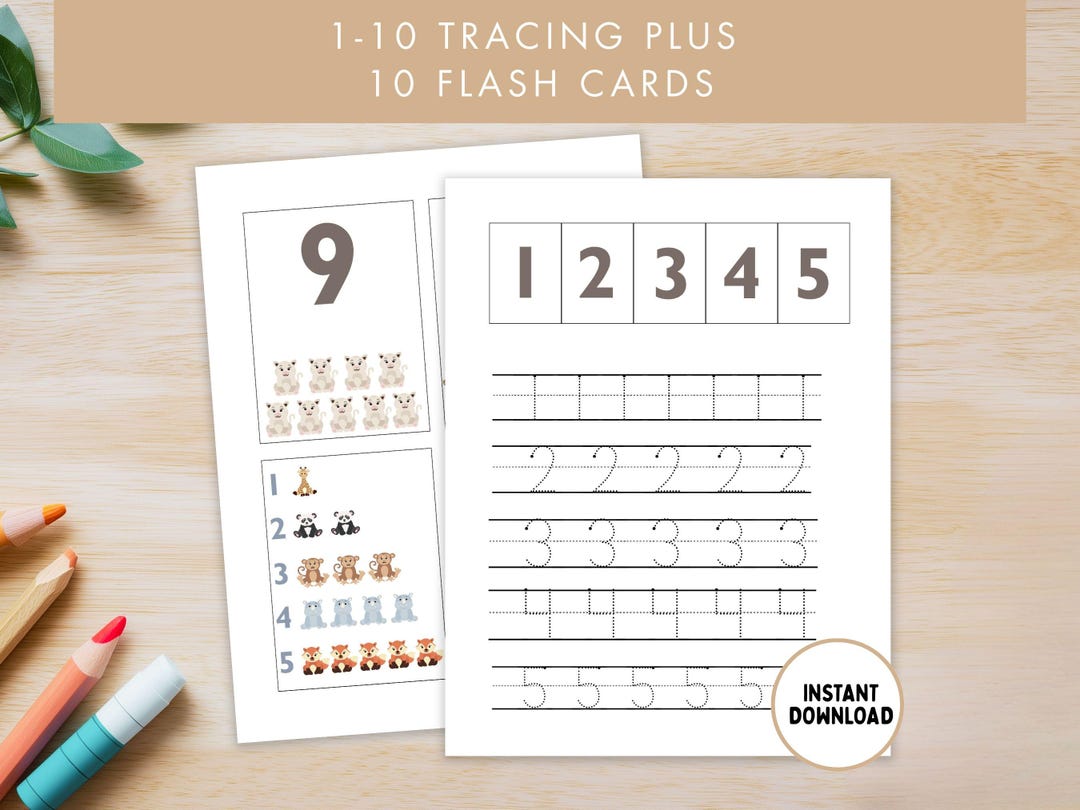 1-10 Number Tracing, Preschool Worksheet, Homeschool, Instant Download ...