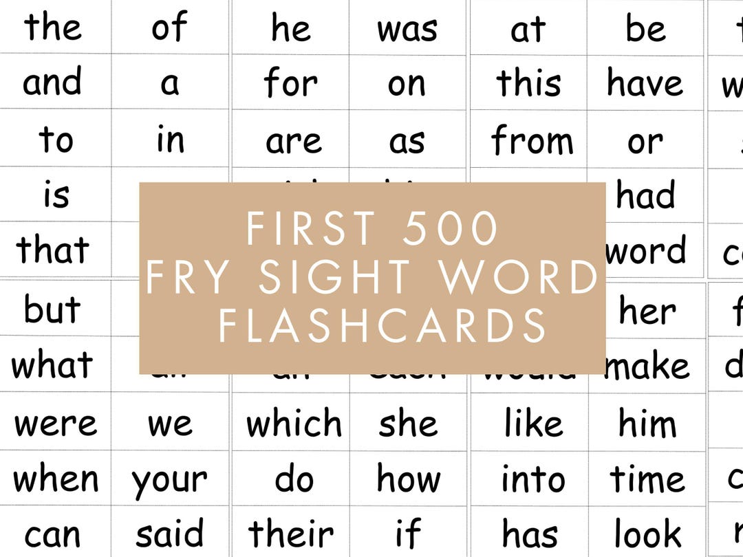 Fry's First 500 Sight Words Flashcards: Printable Reading Aid (PDF ...