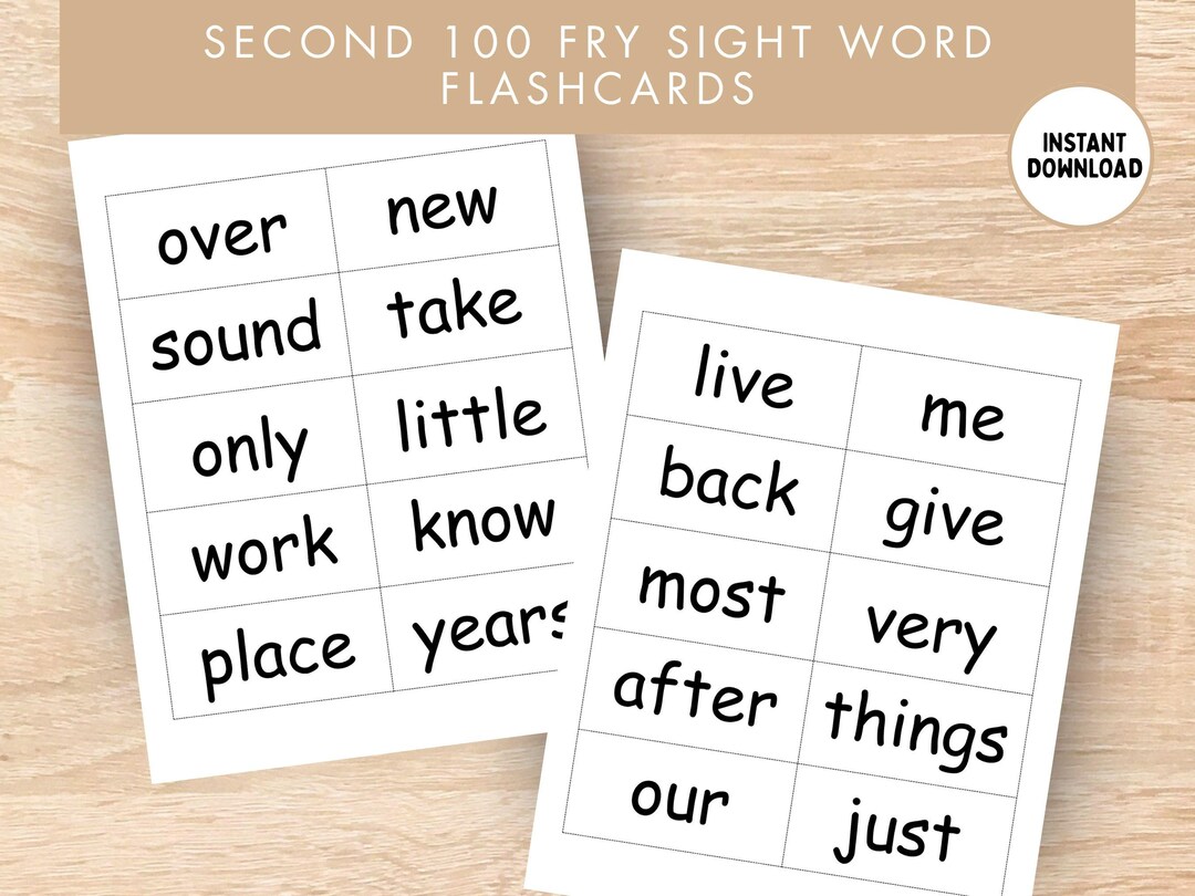 Second Grade Sight Words Flashcards – 100 Printable 2nd Grade Sight ...