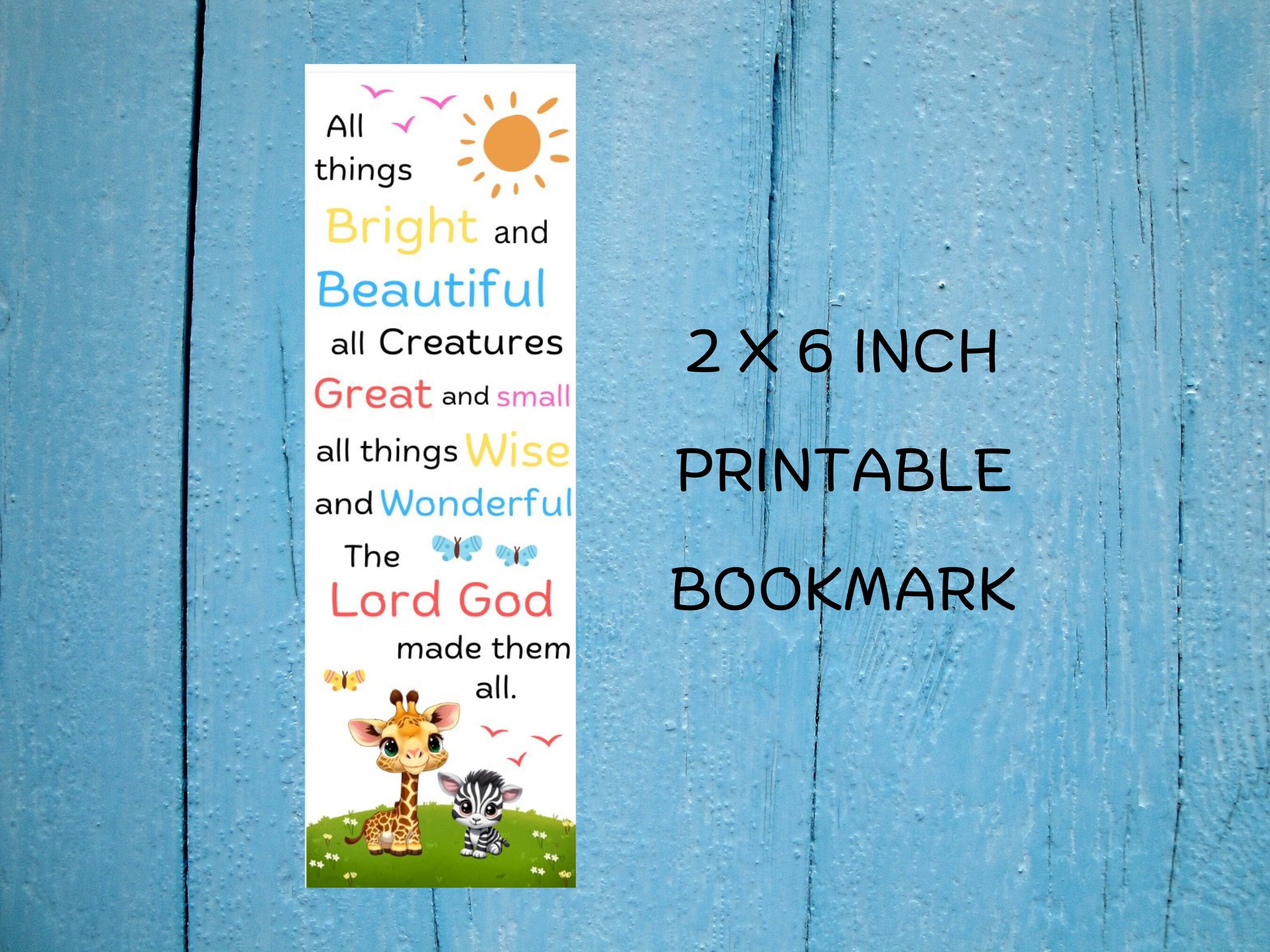 Printable Kids Bookmark, Bright and Beautiful Bookmark, Gift for ...
