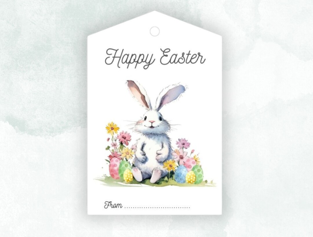 Printable Easter Gift Tag, Easter Bunny, Easter Gift, Happy Easter Gift ...