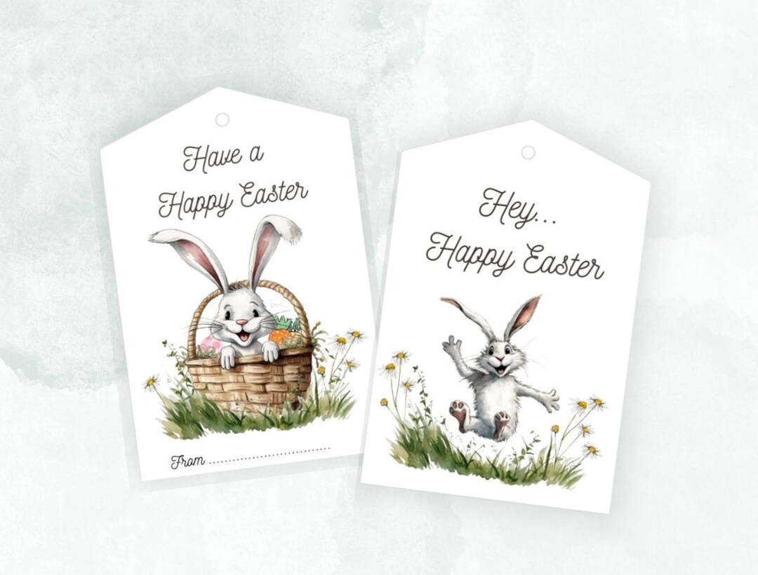 Printable Easter Bunny Gift Tag: Happy Easter Card (PDF) - Etsy