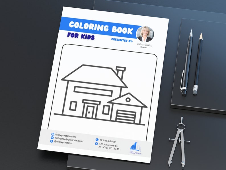 Branded Kids Coloring Book for Real Estate Agent, Realtor Marketing and ...