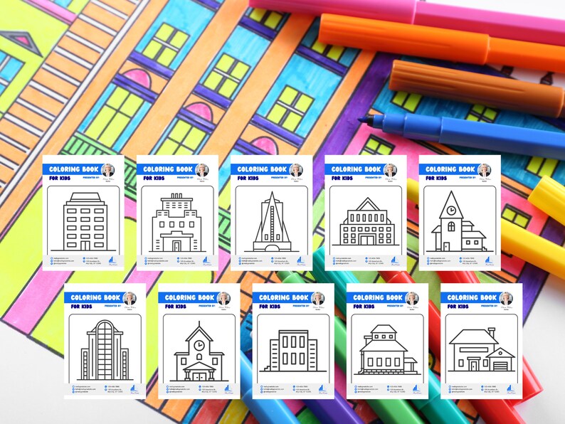 Branded Kids Coloring Book for Real Estate Agent, Realtor Marketing and ...