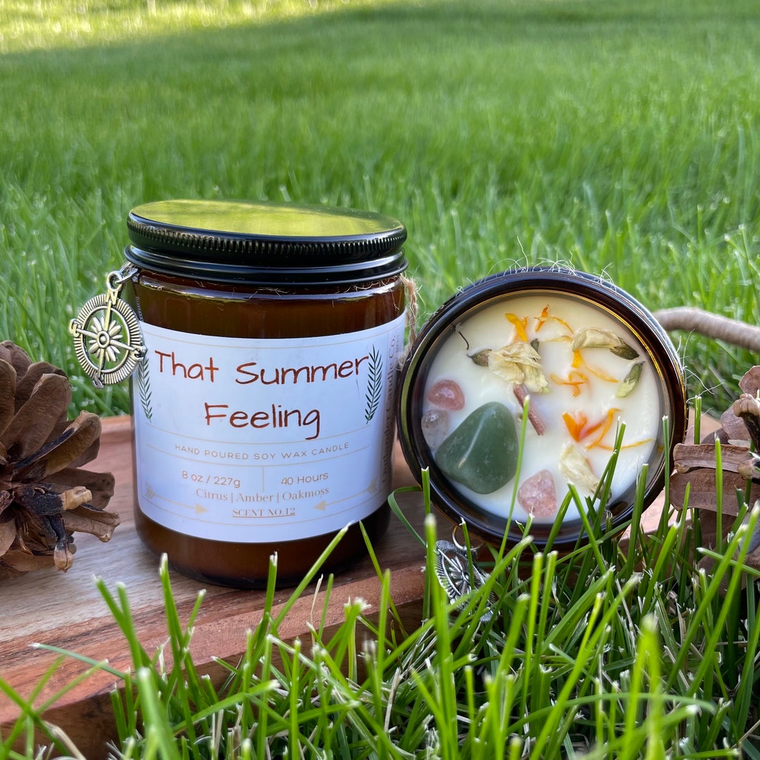 Summer Candles for Gift and Home Decor. Organic Soy Candle Summer Scent ...