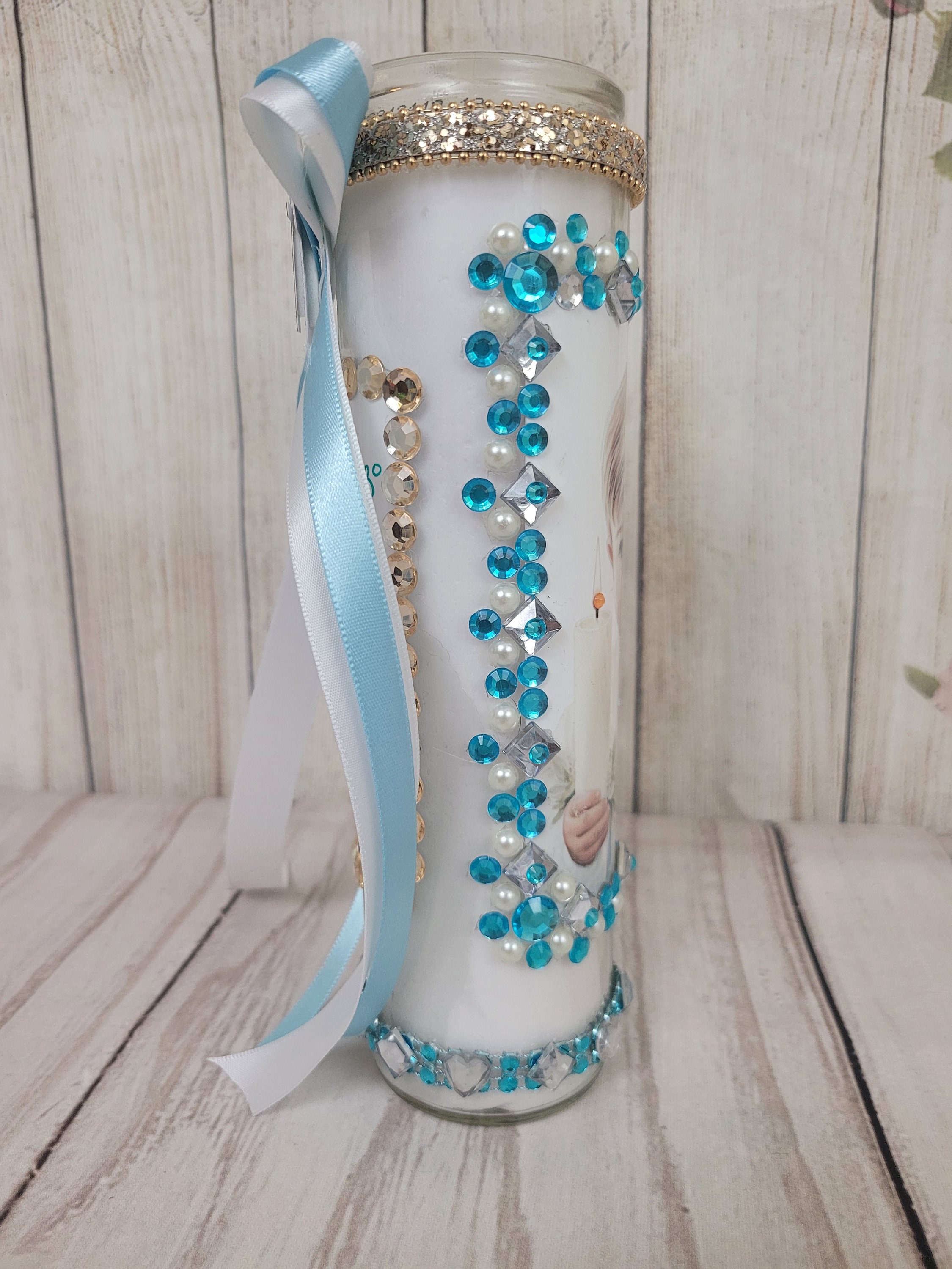 Veladora De Bautizo De Niño Decorada a Mano/ Baptisms Handcrafted Glass ...