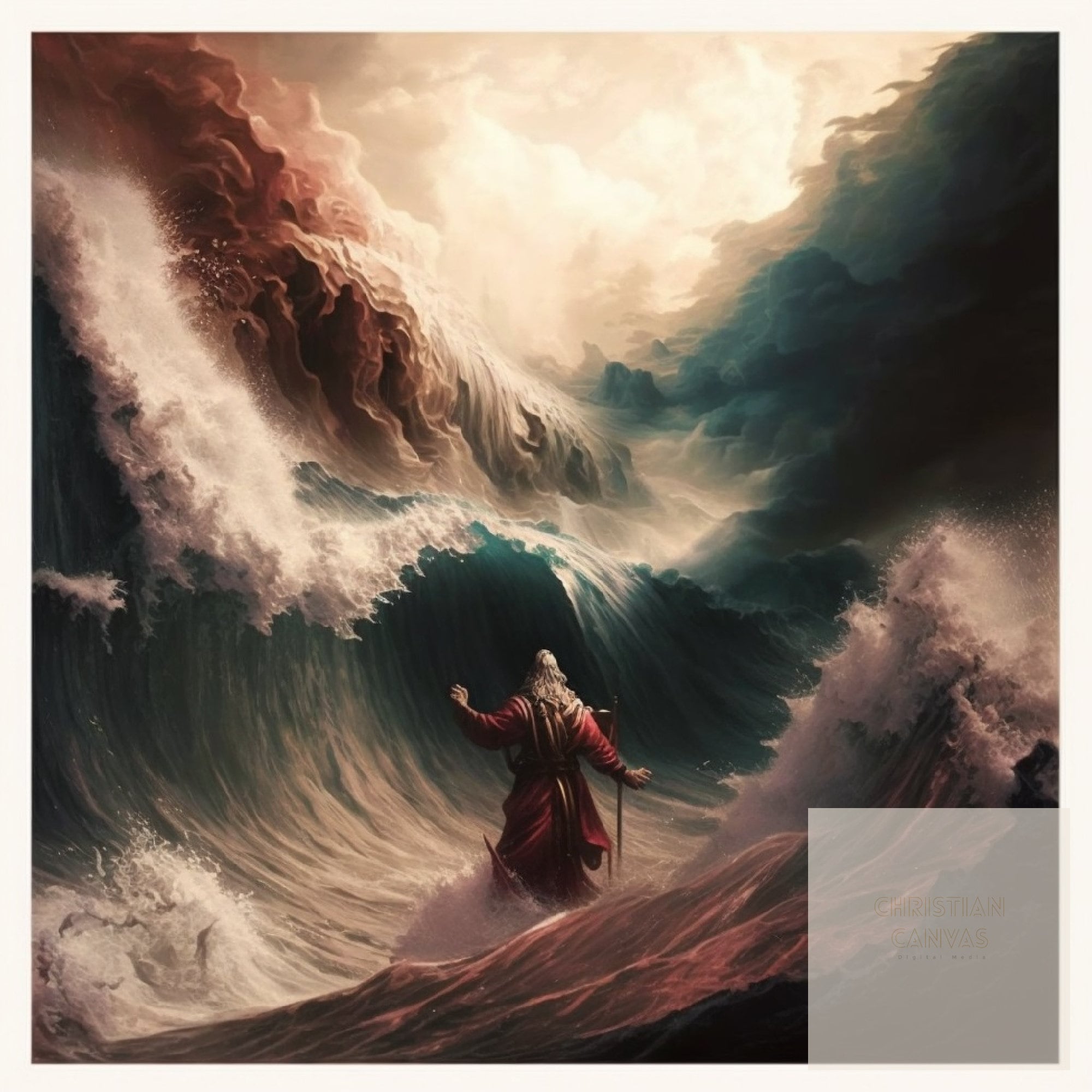 Moses Parting the Red Sea, Digital Print, Bible Wall Art, Faith Art ...