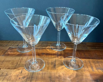 Set of 4 Vintage Martini on the Rocks Glasses With Logo in Gold - Etsy