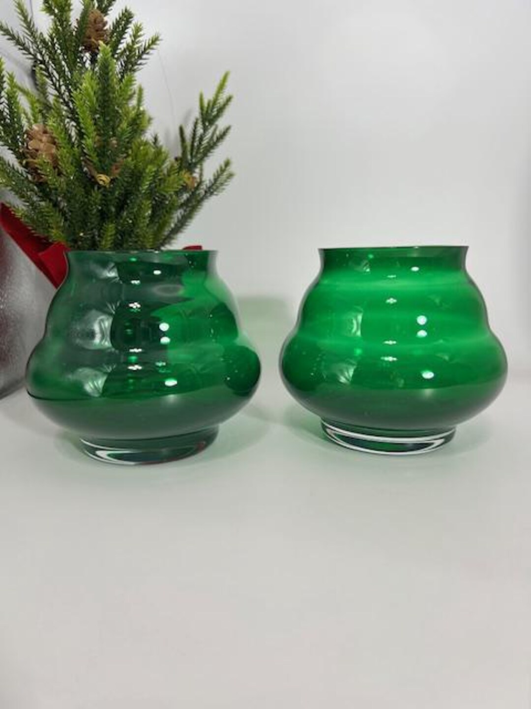Art Deco Czech Green Glass Candleholders - Etsy