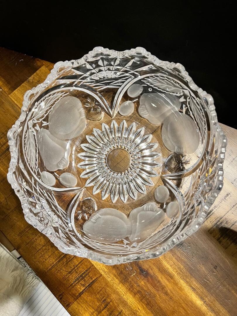 Large Cut Crystal Fruit Bowl - Etsy