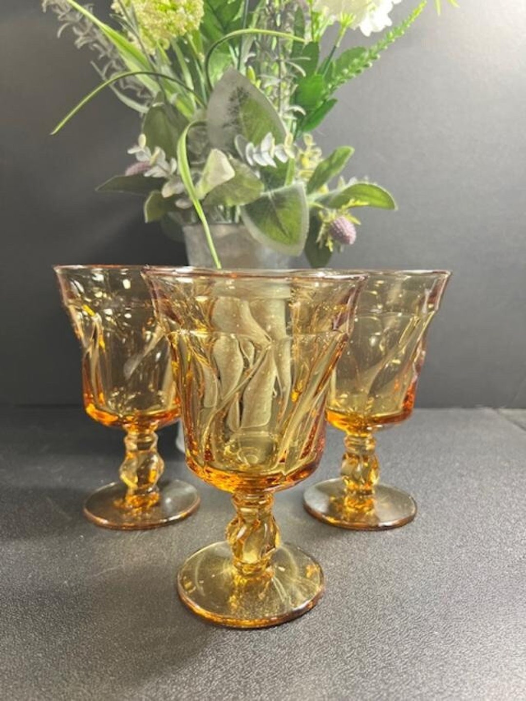 Fostoria Jamestown Amber Water Goblets - Etsy