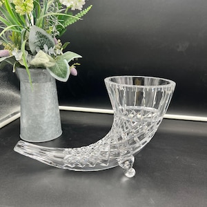 Vintage Cut Crystal Cornucopia Vase - Etsy