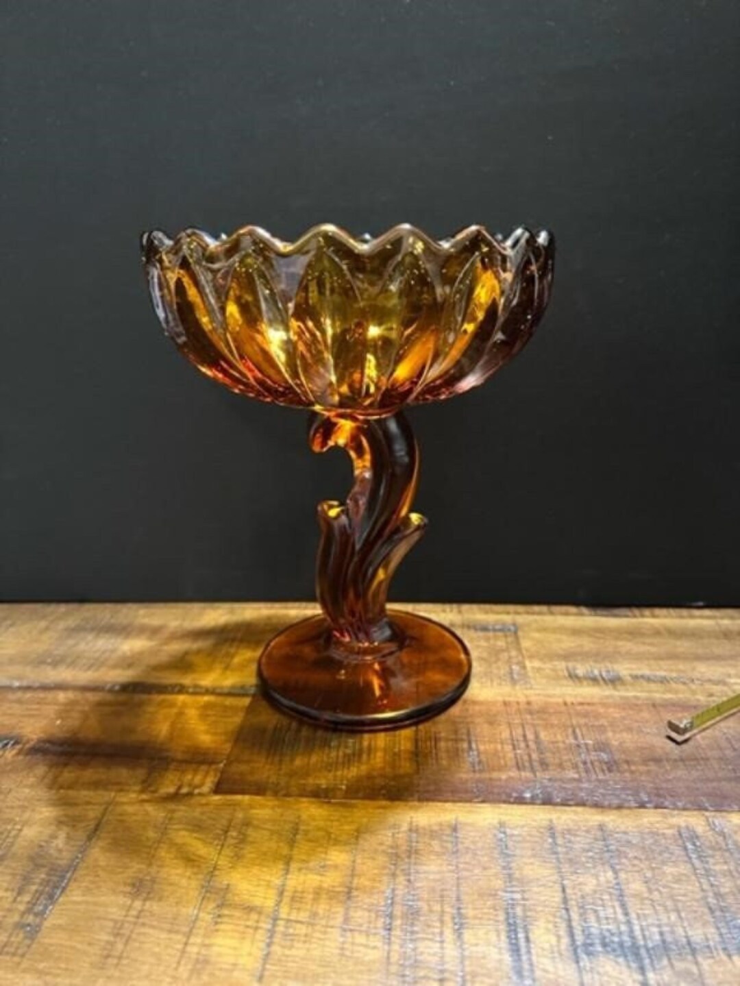 Vintage Indiana Glass Amber Lotus Blossom Pedestal Compote - Etsy