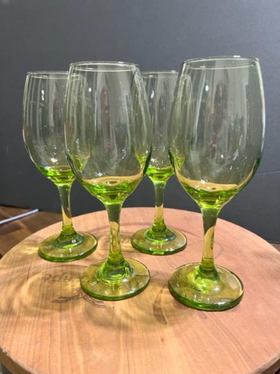 Cristar Clear Neon Lime Green Wine Glasses Etsy
