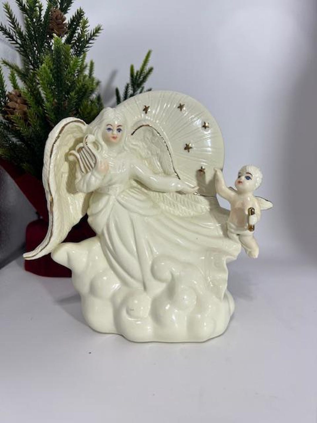 Vintage 90s Porcelain Angel & Cherub Table Lamp/night Light - Etsy