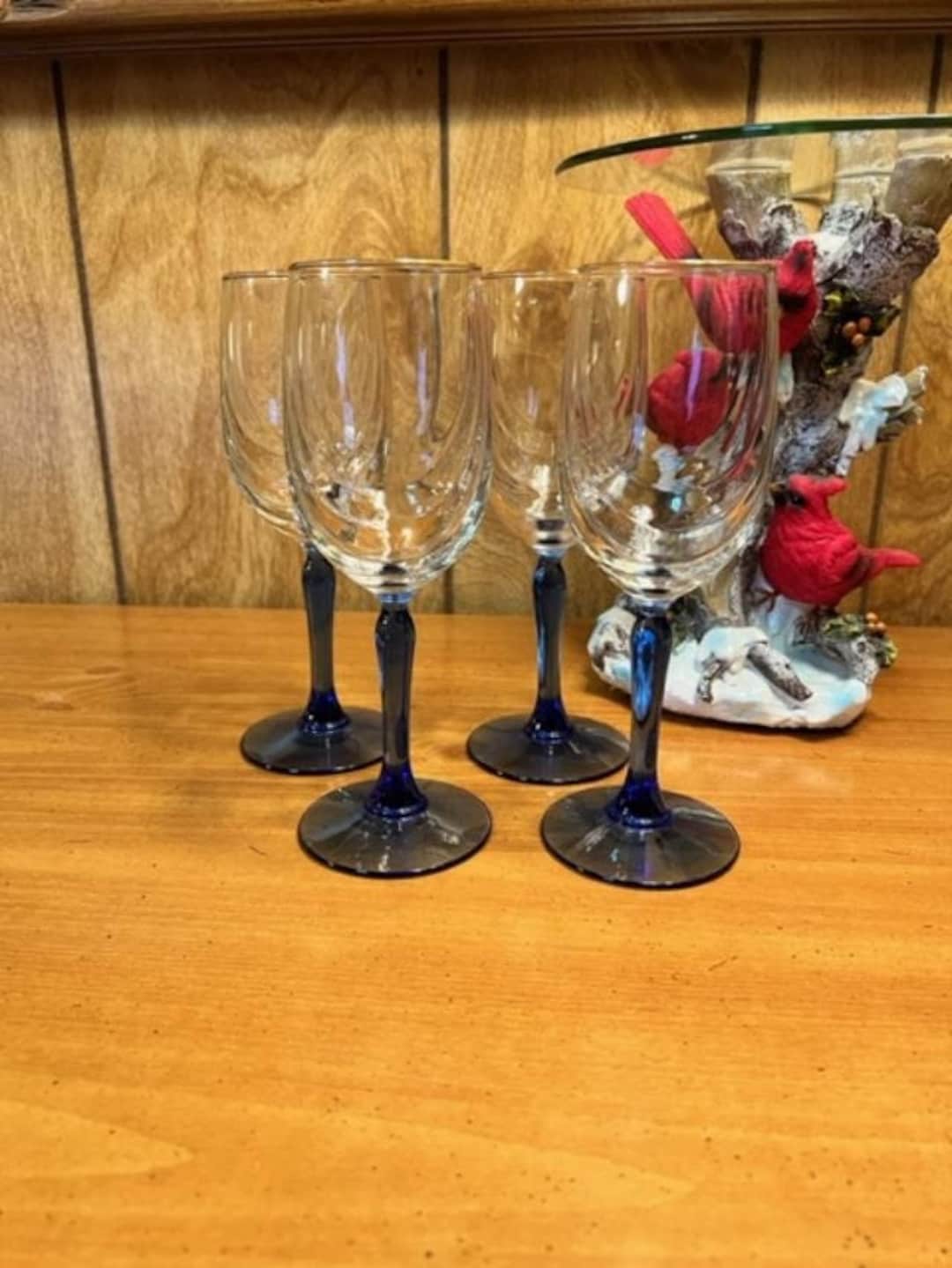 Crystal Blue Water Goblets by Libbey Glass Company - Etsy
