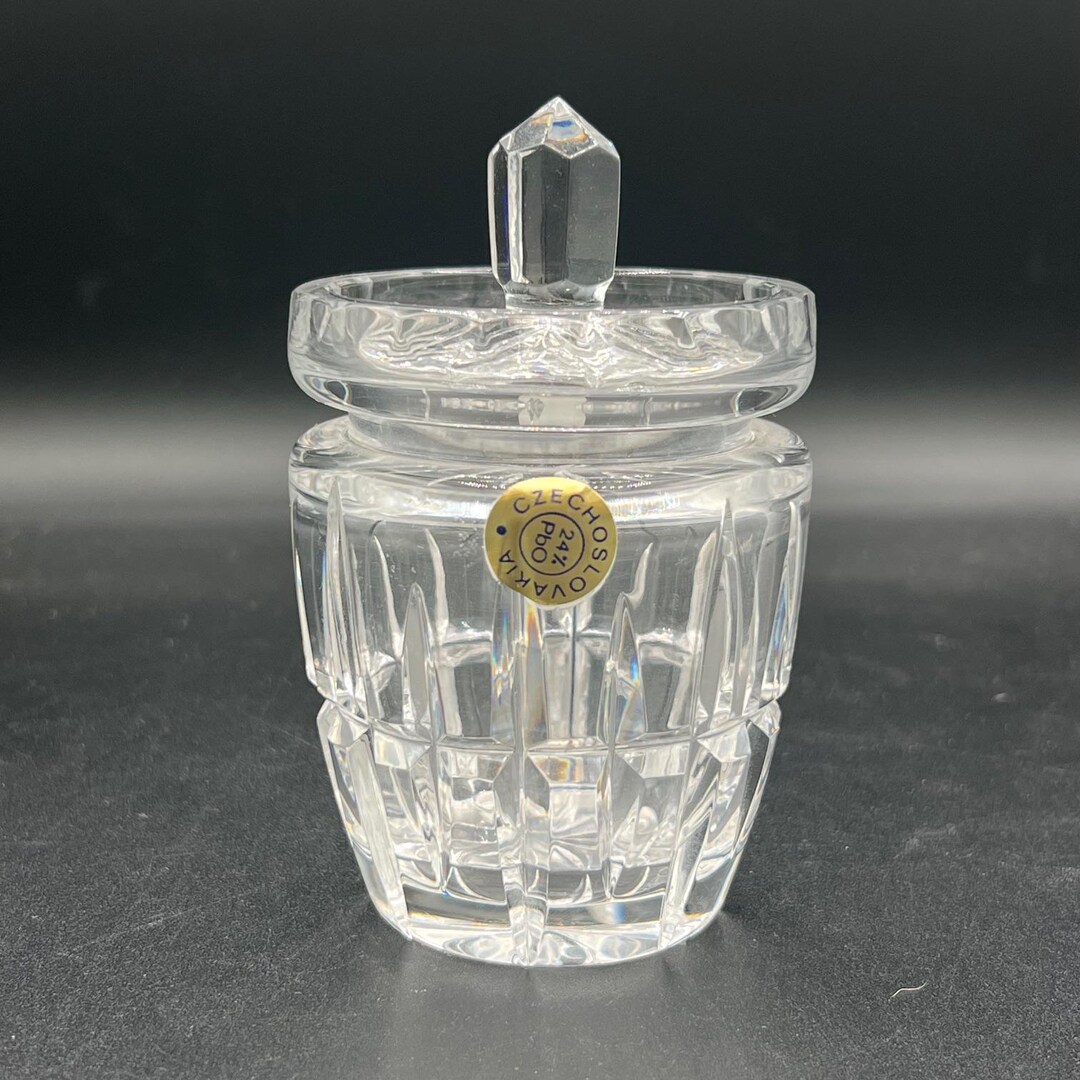 Ceskci Cut Crystal Condiment or Jam Jar - Etsy