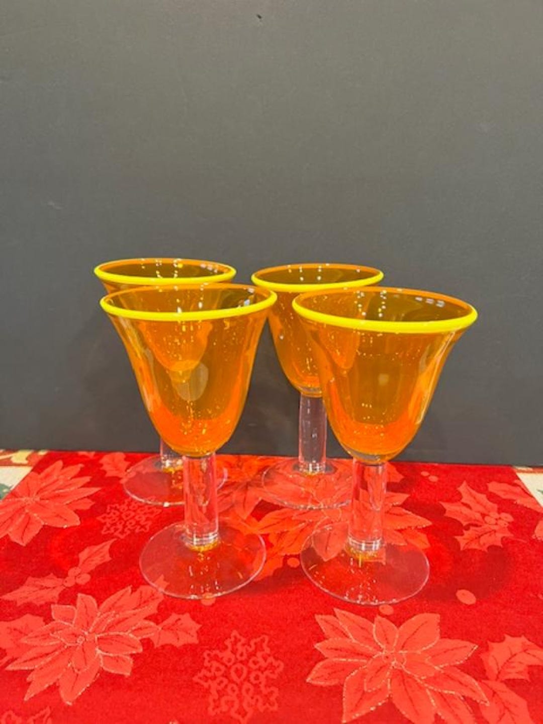 Bright Orange Goblets With Yellow Rims - Etsy