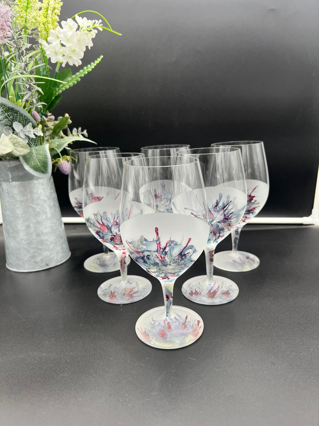 Schott Zwiesel Frosted Hand Painted Wine Glasses - Etsy