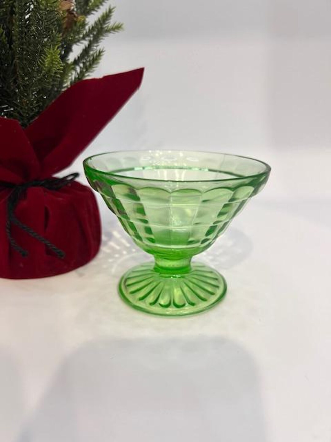 Block Optic Uranium Glass Sherbet by Anchor Hocking - Etsy