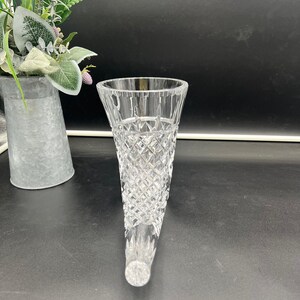 Vintage Cut Crystal Cornucopia Vase - Etsy