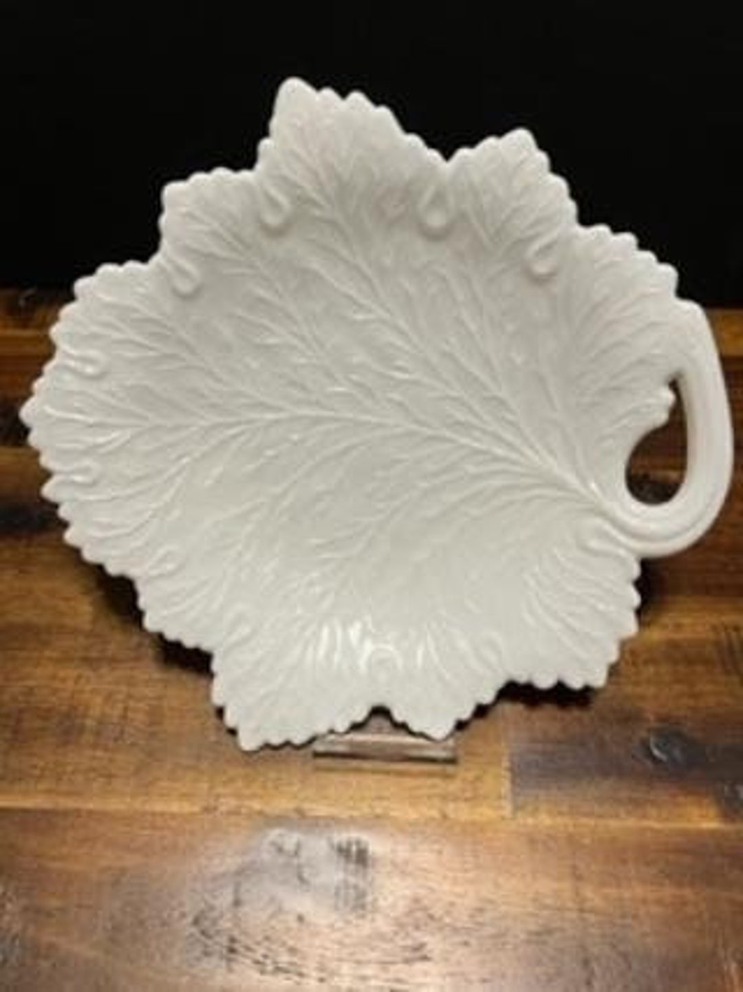 Fenton Milk Glass Leaf Dish - Etsy