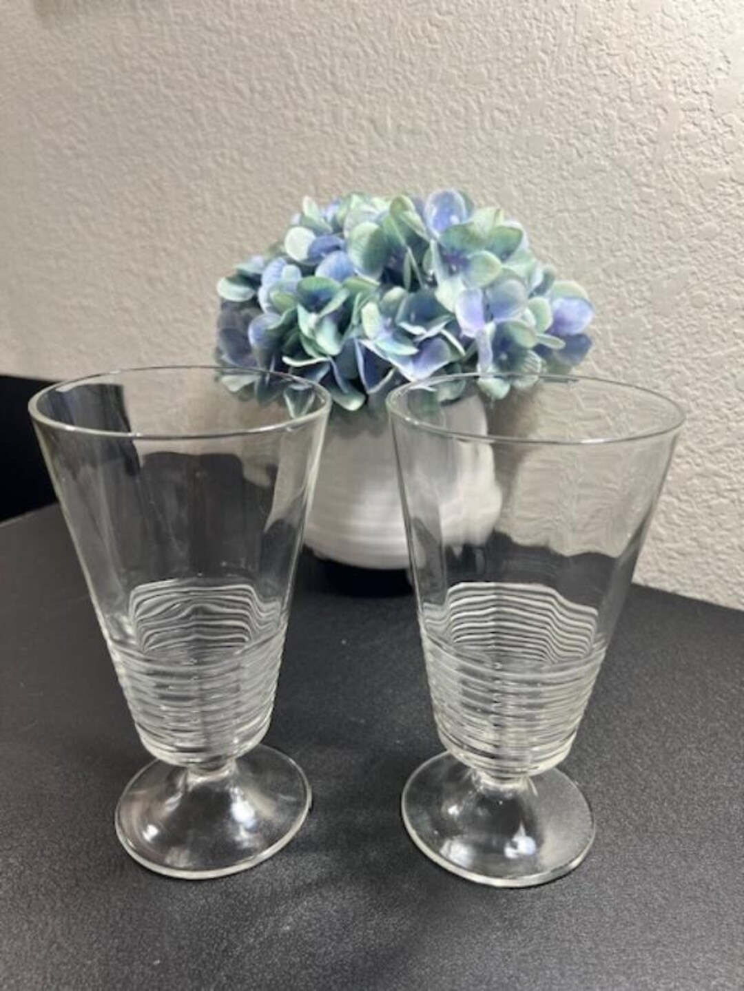 Vintage Anchor Hocking Clear Optic Panel Footed Iced Tea Glass - Etsy