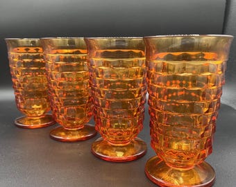 Vintage Indiana Glass Whitehall Flared Tumblers, "cubist" Design ...
