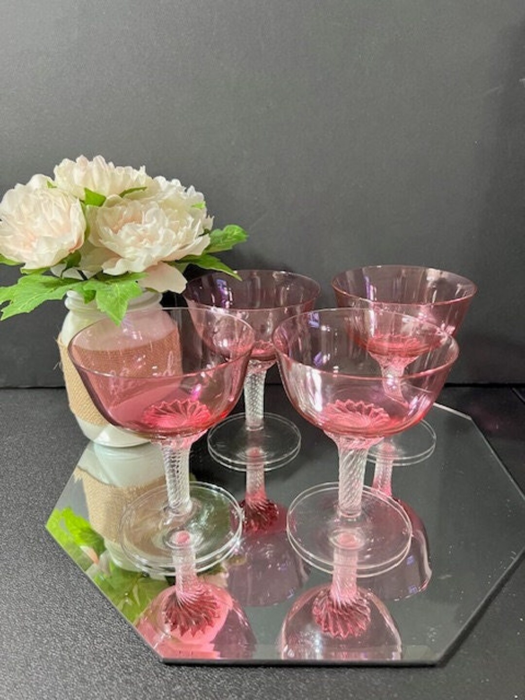 George Borgfeldt "lisa" Cranberry Champagne/tall Sherbet Coupes - Etsy
