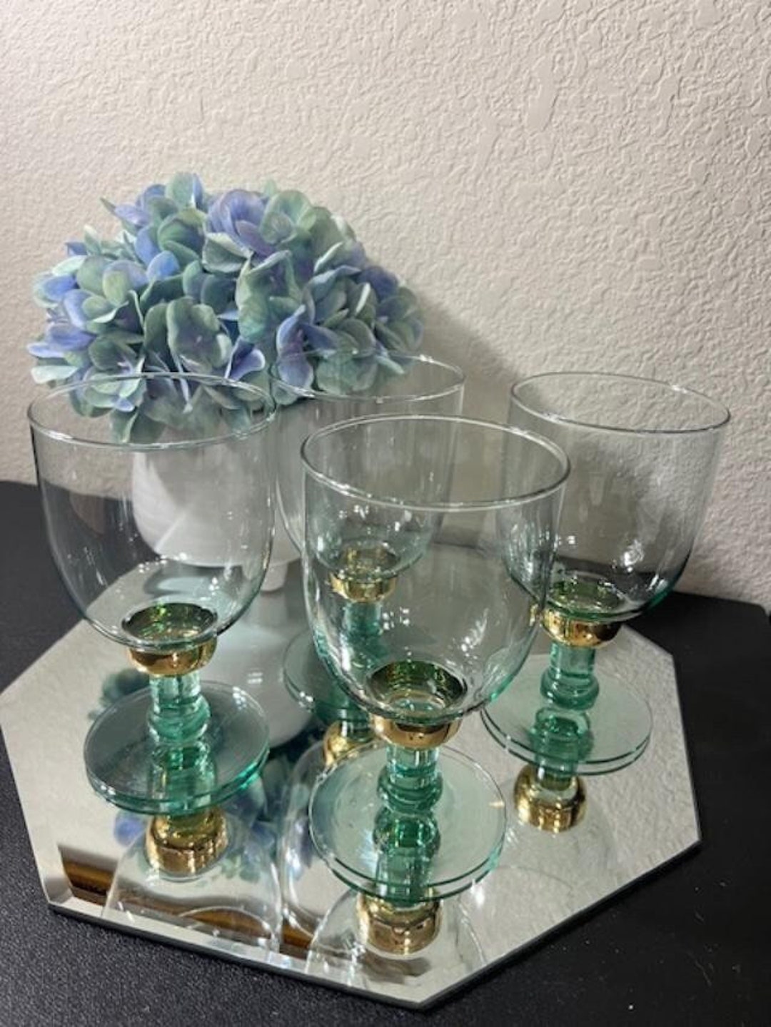 Beautiful Green & Gold Wine Goblets - Etsy